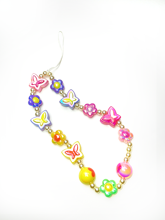 Pink Purple Butterfly and Flower Phone Charm – indivisual